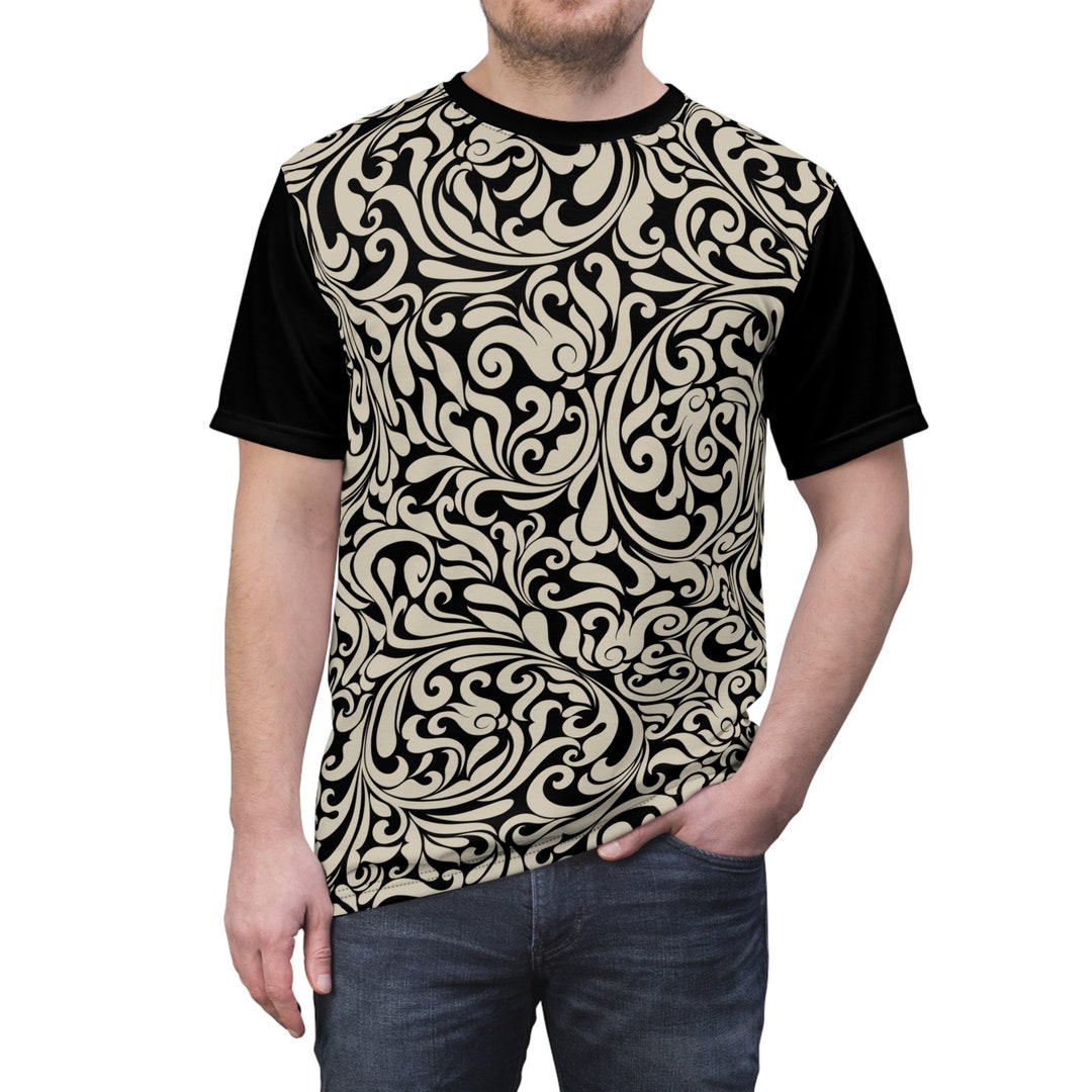 Unisex Stylish T-shirt Floral Print, T-shirt Flower Printed Bandana ...