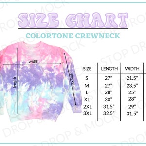 Colortone 8100 Size Chart, Cotton Candy Sweater Mock Up, Tie Dye ...