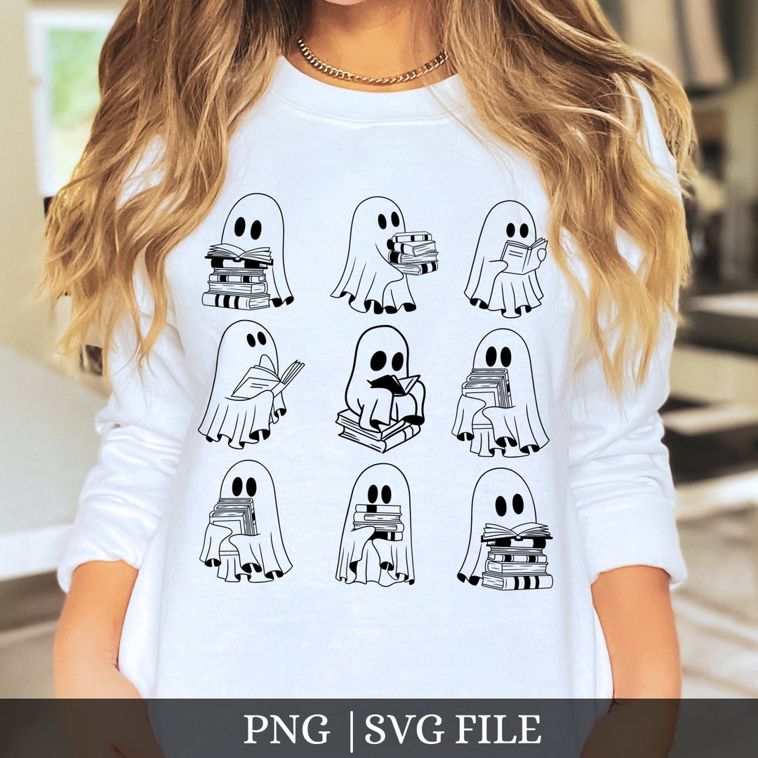 Ghost Reading Books Svg, Reading Ghost Svg, Book Lover Svg, Librarian ...