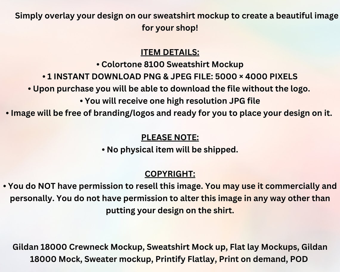 Colortone 8100 Size Chart, Eternity Sweater Mock Up, Tie Dye Sweatshirt ...