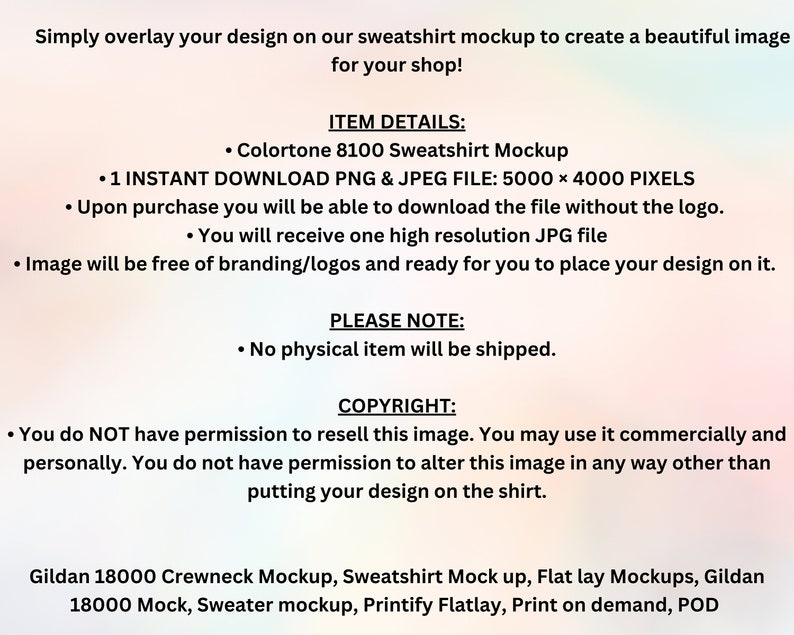 Colortone 8100 Size Chart, Eternity Sweater Mock Up, Tie Dye Sweatshirt ...