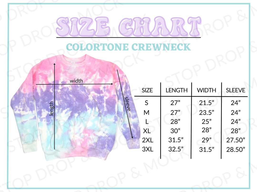 Colortone 8100 Size Chart, Cotton Candy Sweater Mock Up, Tie Dye ...
