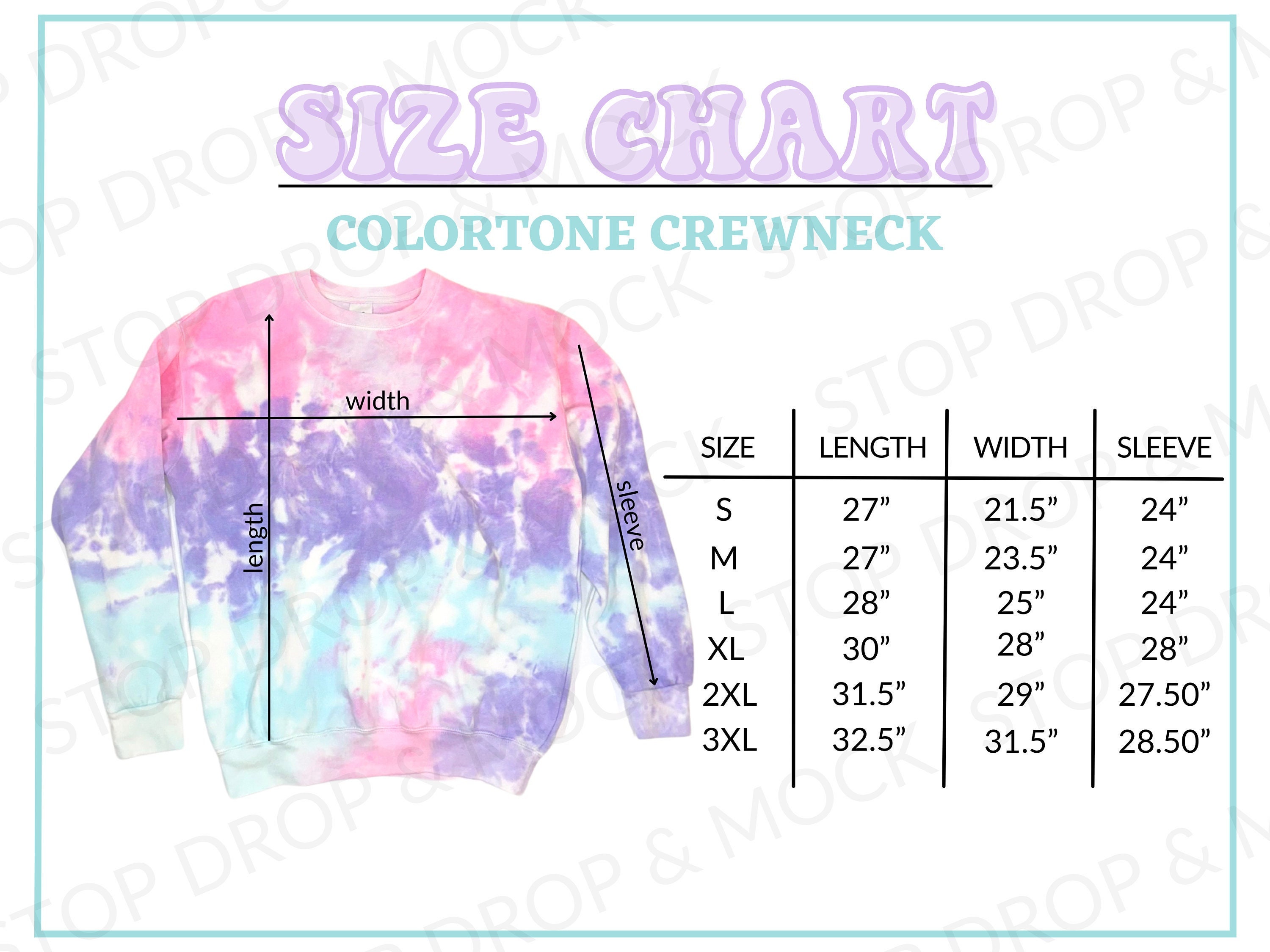 Colortone 8100 Size Chart, Cotton Candy Sweater Mock Up, Tie Dye ...