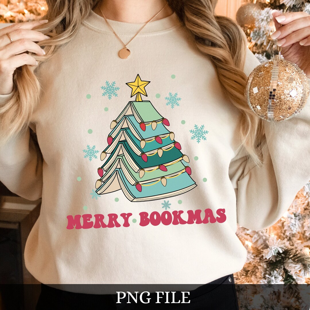 Christmas Tree Book Png, Book Lovers Png, Bookworm Christmas Png ...