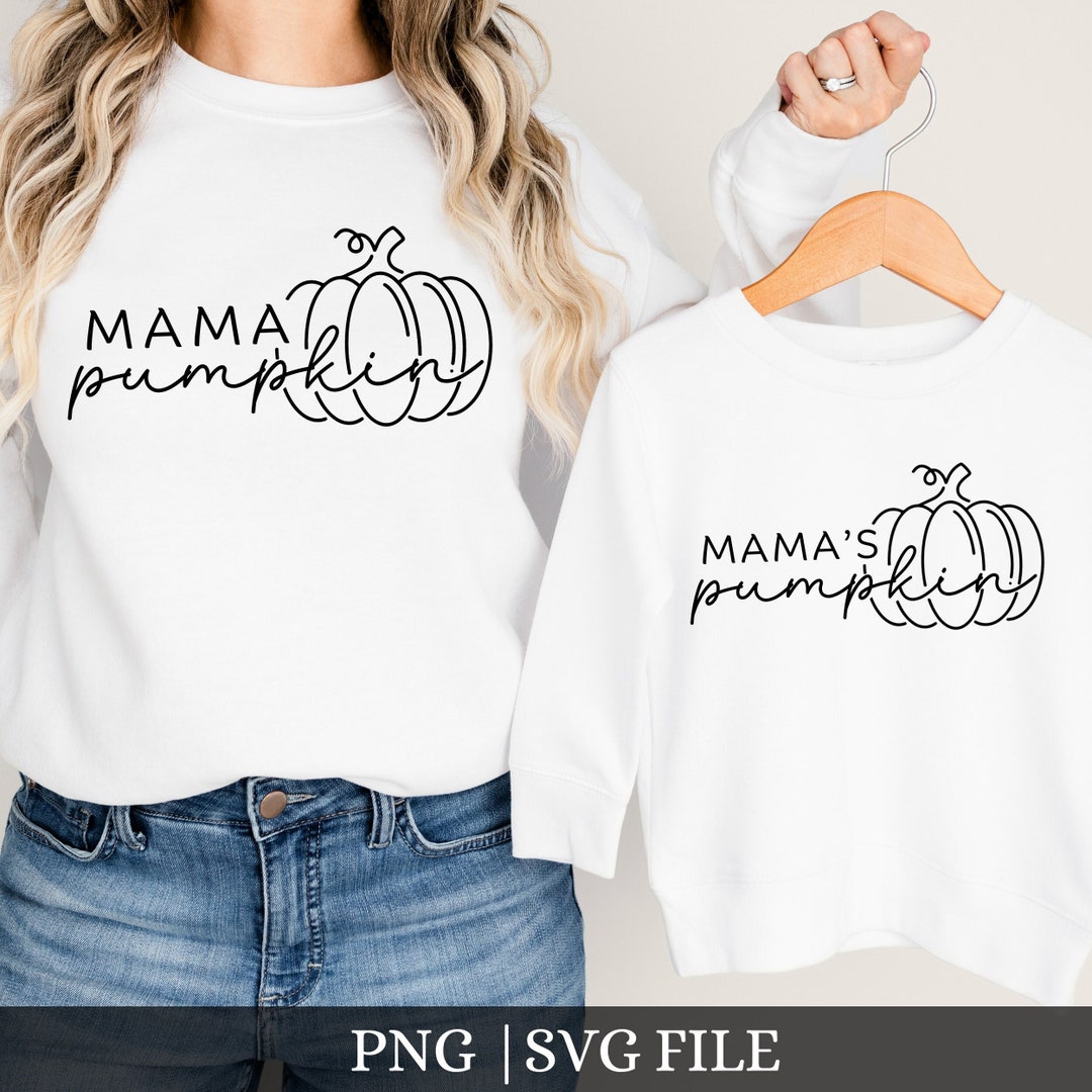 Mama and Mama's Pumpkin Svg Png, Fall Mama Mini Svg, Halloween Baby ...