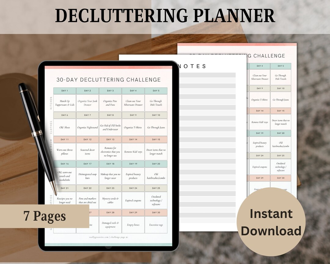 Decluttering and Cleaning Printable Planner Cleaning Goals Journal ...