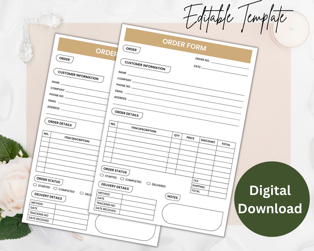 Editable Order Form Template, Modern Order Form, Small Business Forms ...