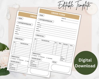 Editable Order Form Template, Modern Order Form, Small Business Forms ...