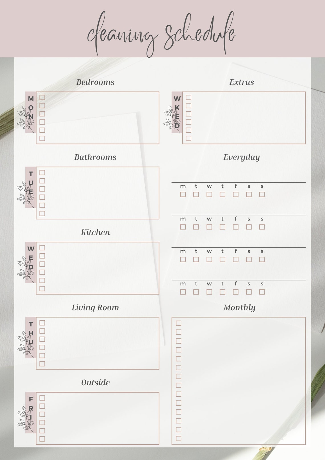 Editable Cleaning Schedule Printable Weekly, Monthly, Yearly Cleaning ...