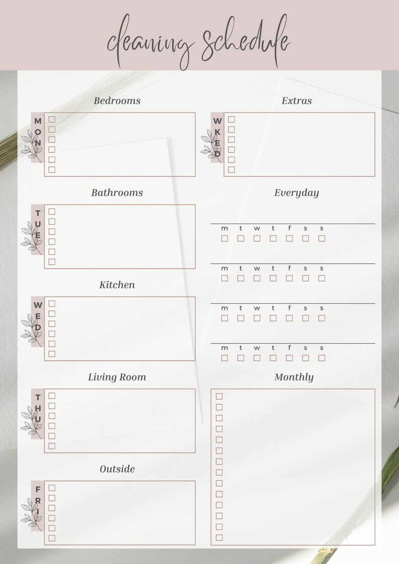 Editable Cleaning Schedule Printable Weekly, Monthly, Yearly Cleaning ... Editable Cleaning Schedule Printable Weekly, Monthly, Yearly Cleaning ...