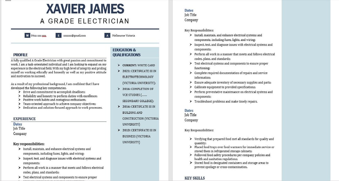 Resume Template - Etsy