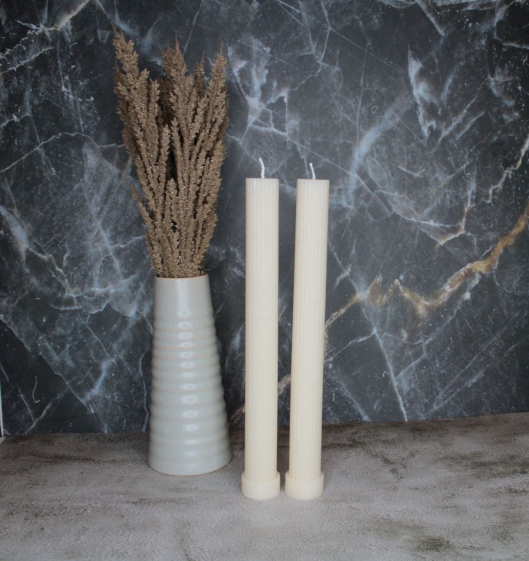Roma Ribbed Striped Taper Pillar Candle Home Decor - Etsy