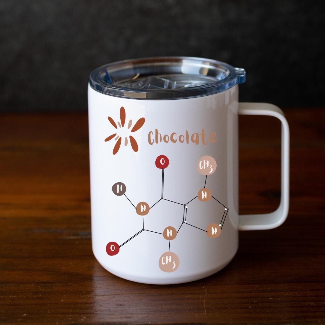 Chocolate-themed Coffee Mug Tumbler, Chemistry Lover Gift, Hot Beverage ...
