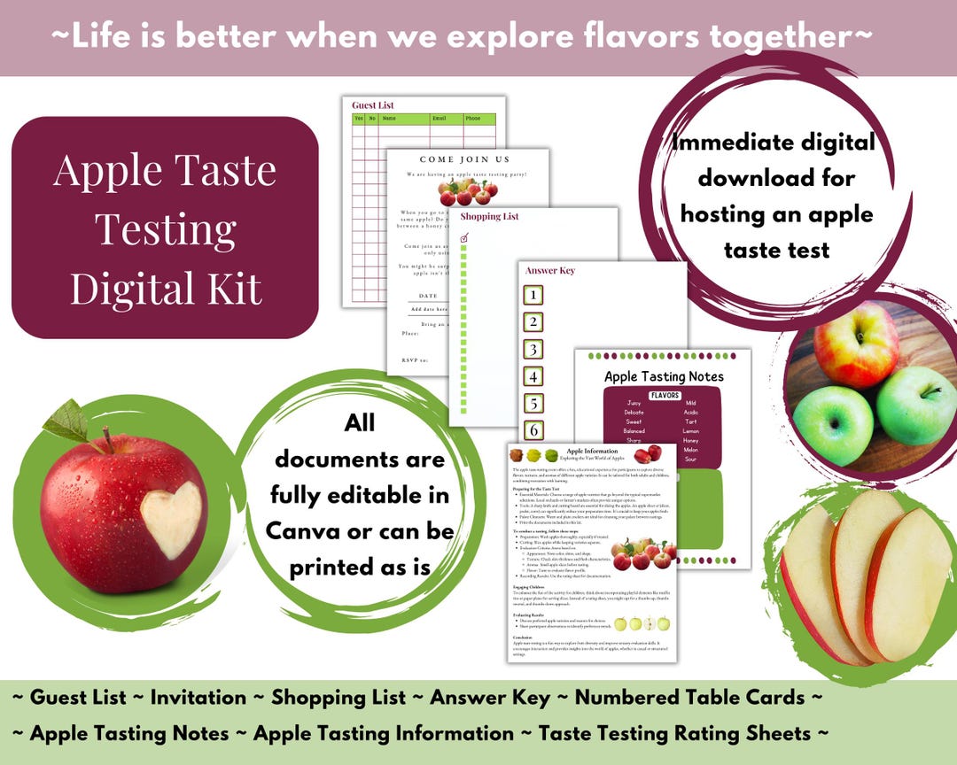 Apple Taste Testing Digital Kit, Fall Holiday Party, Halloween Activity ...