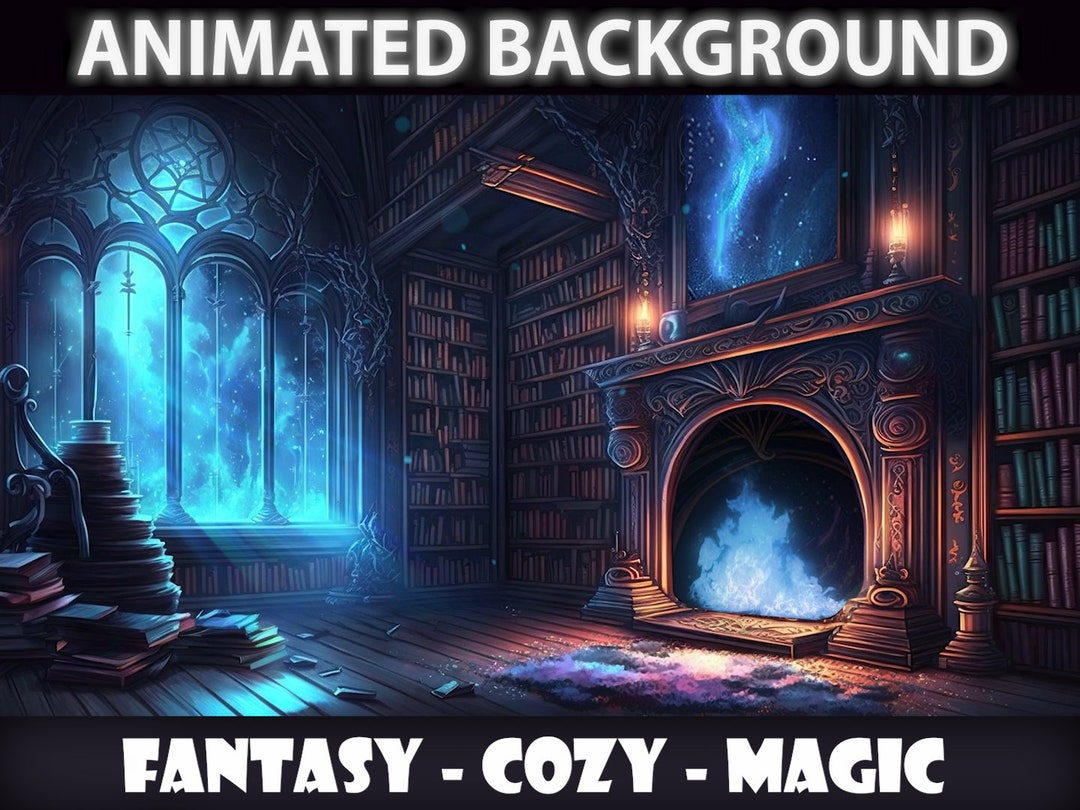 ANIMATED BACKGROUND | Magic Library Secret Room | Cozy Stream Vtuber ...