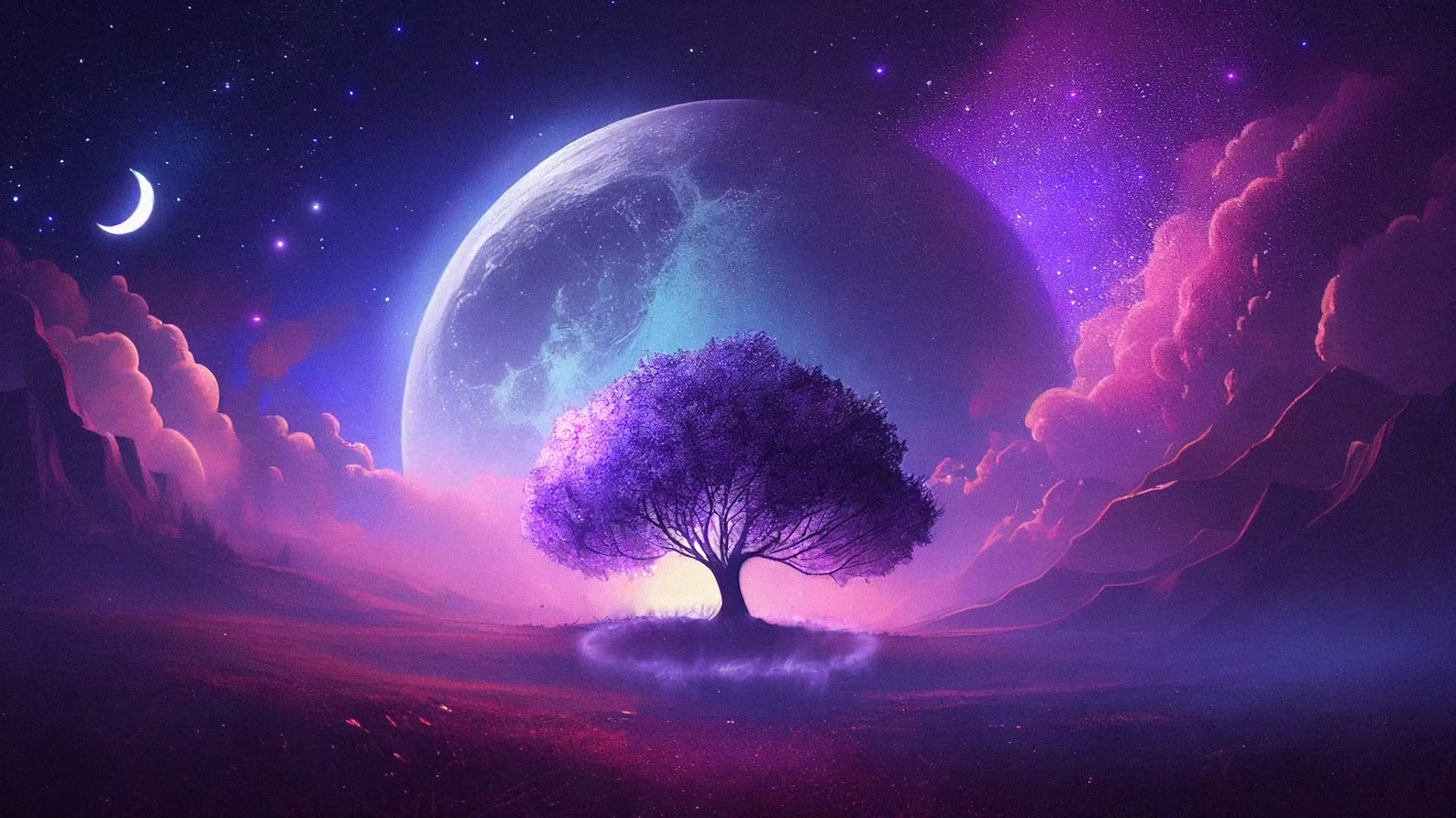 Cosmic Scenery ANIMATED VIRTUAL BACKGROUND Full Moon Stream Vtuber ...