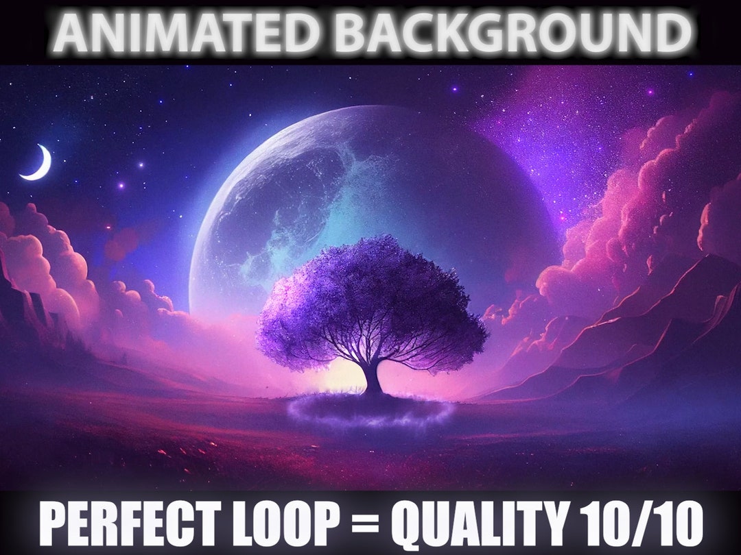 Cosmic Scenery ANIMATED VIRTUAL BACKGROUND Full Moon Stream Vtuber ...