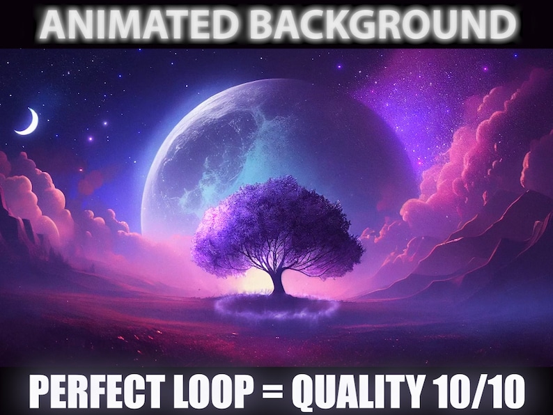 Cosmic Scenery ANIMATED VIRTUAL BACKGROUND Full Moon Stream Vtuber ...