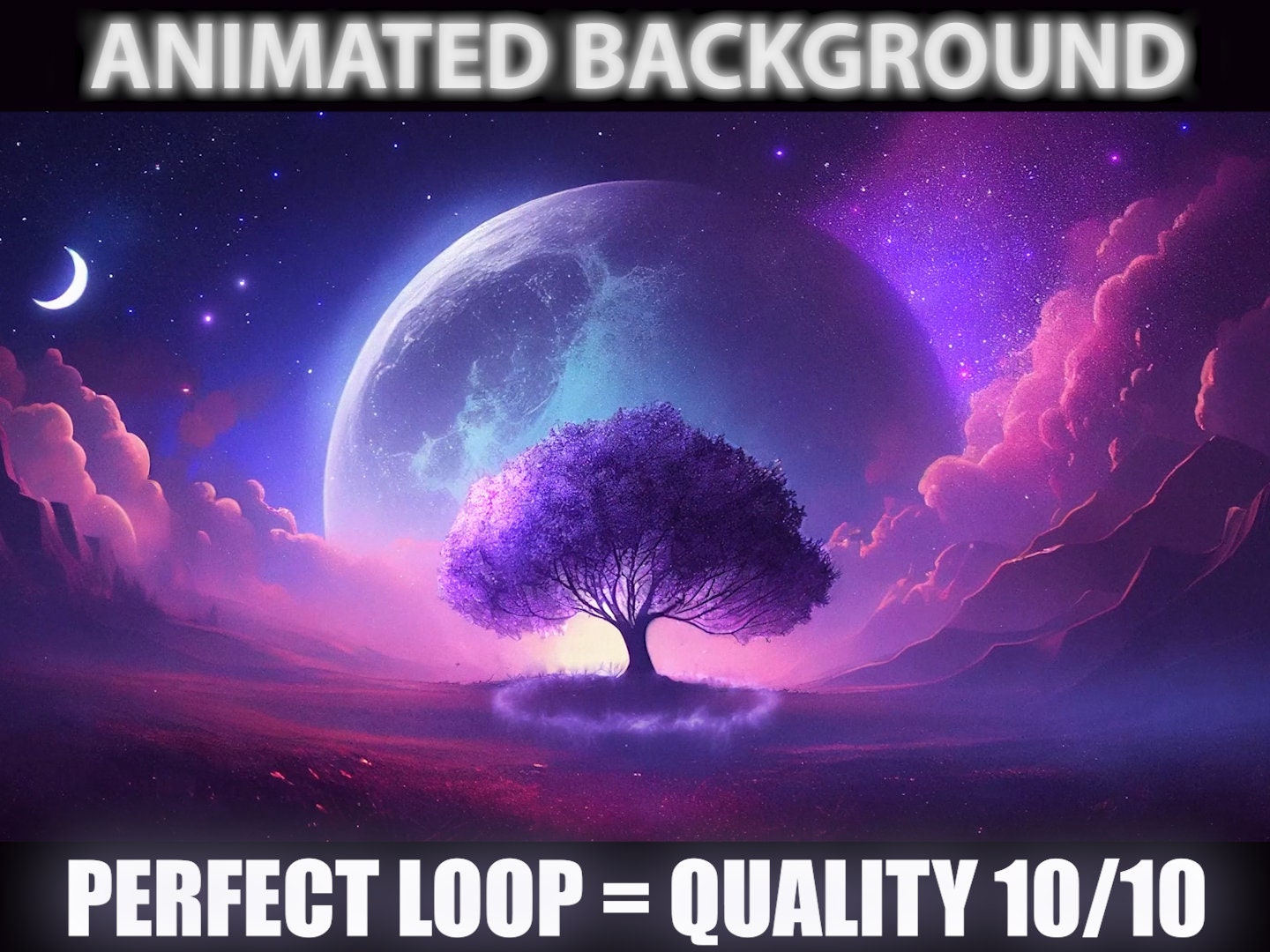 Cosmic Scenery ANIMATED VIRTUAL BACKGROUND Full Moon Stream Vtuber ...