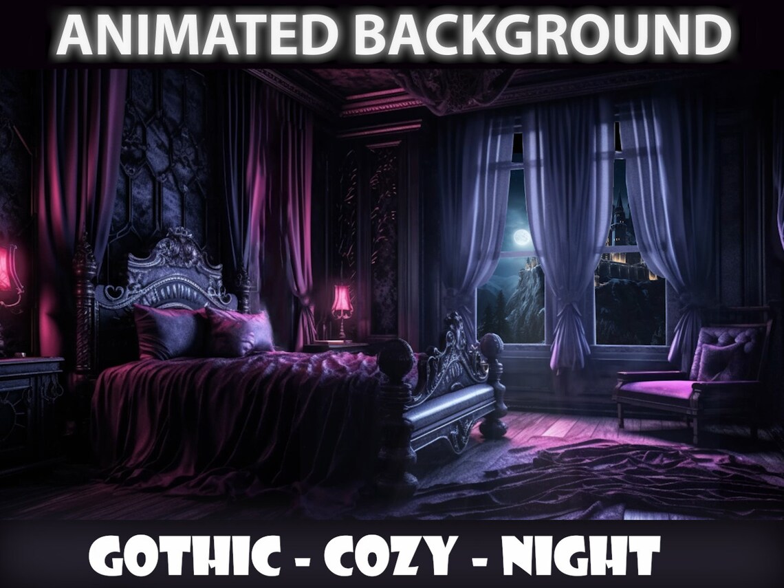 ANIMATED BACKGROUND Gothic Cozy Bedroom Night Cozy Stream - Etsy