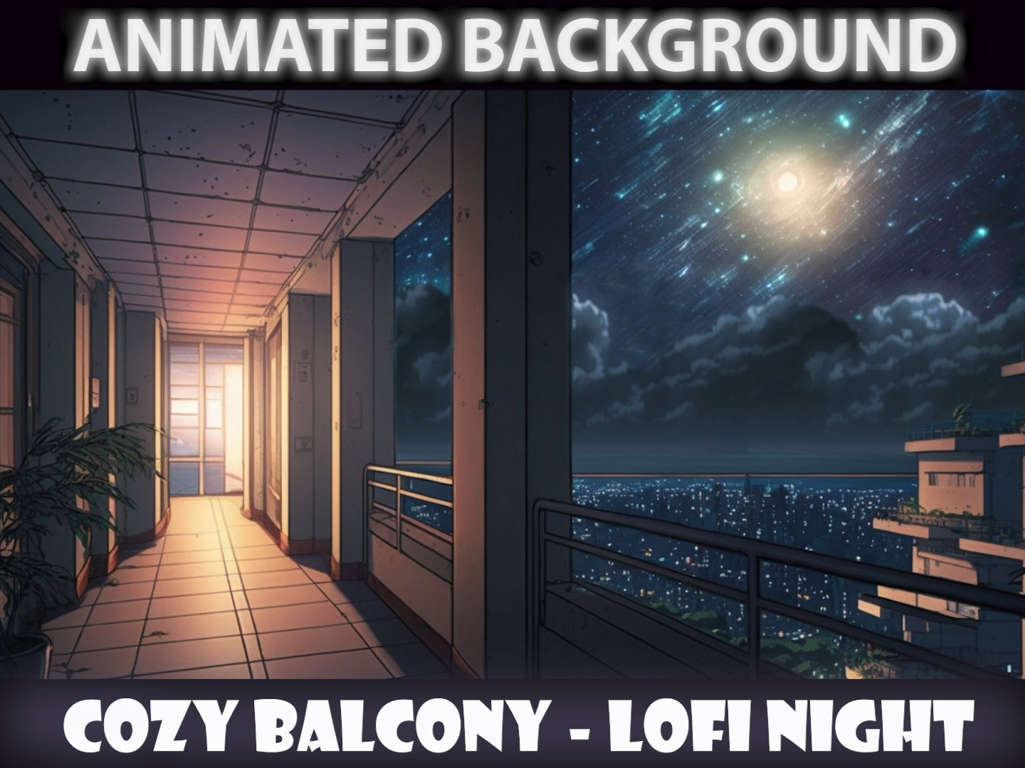 Cozy Balcony Night Sky | ANIMATED VIRTUAL BACKGROUND | Full Moon Stream ...