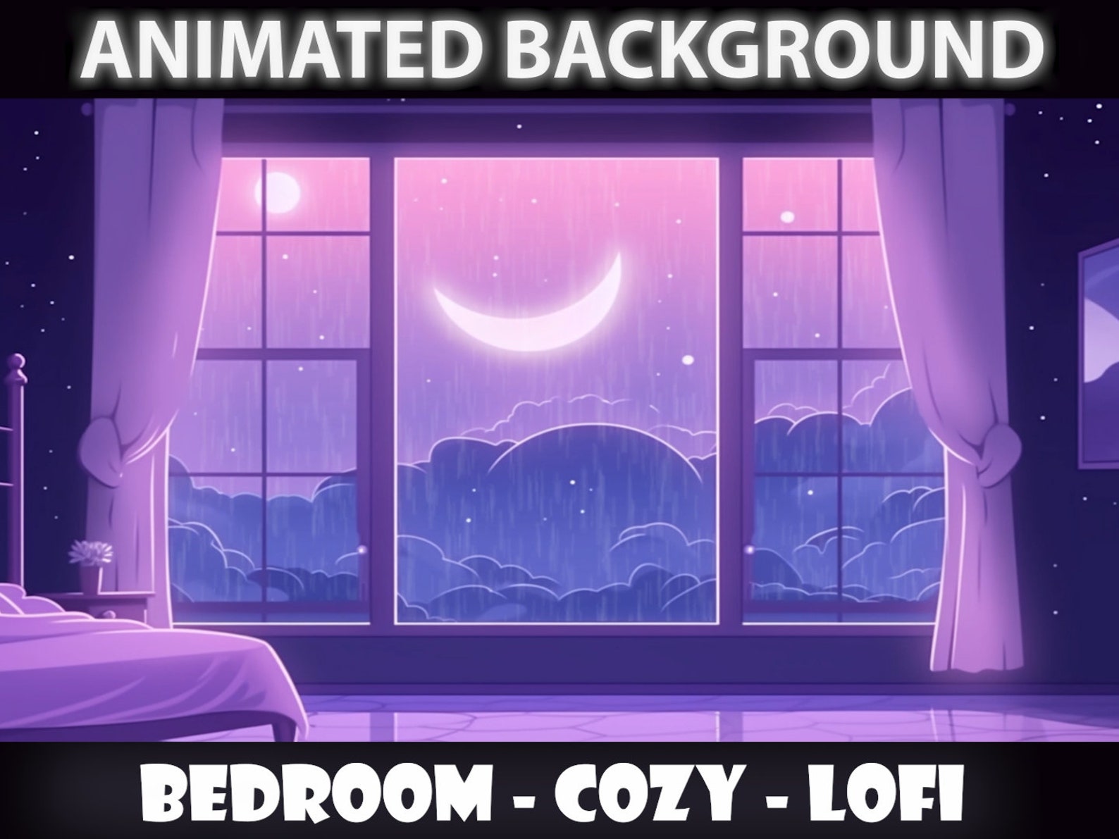 ANIMATED BACKGROUND Cozy Vtuber Bedroom Stream Vtuber Twitch Overlay ...