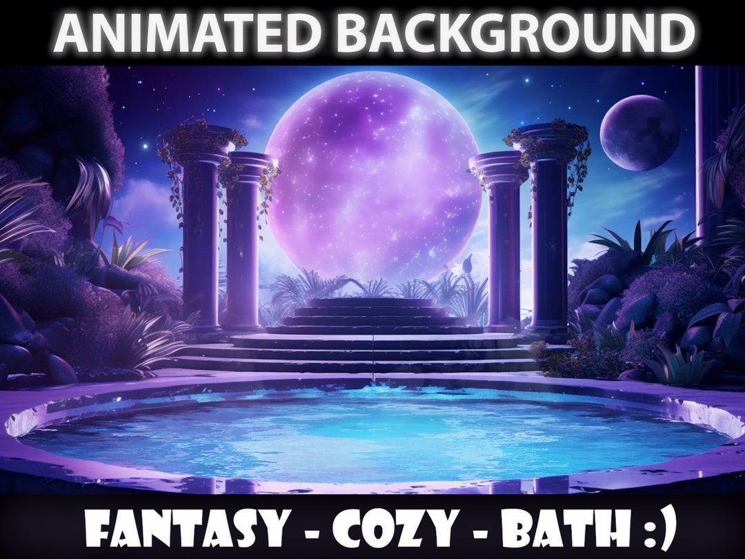 Vtuber BACKGROUND Celestial Hot Tube Pink Moon Cozy Stream Vtuber ...