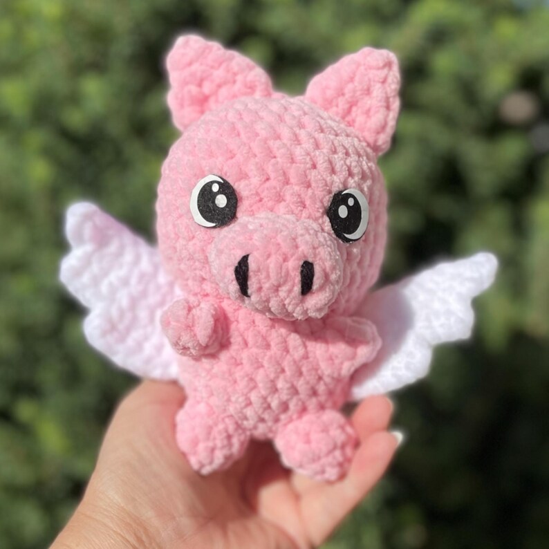 Crocheted Flying Pig, Pink Pig With Wings. - Etsy