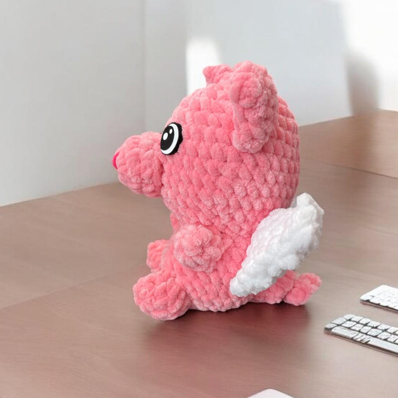 Crocheted Flying Pig, Pink Pig With Wings. - Etsy