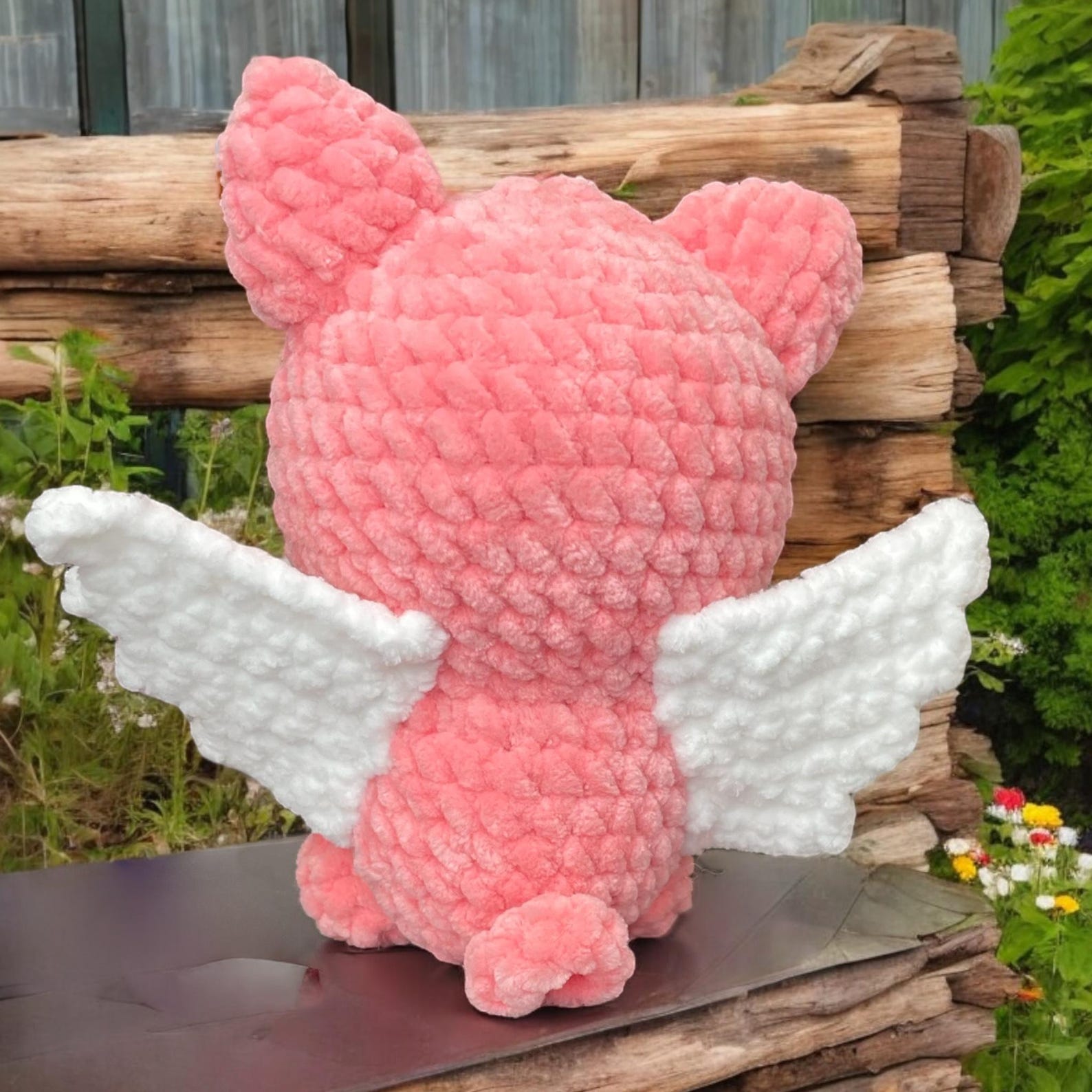 Crocheted Flying Pig, Pink Pig With Wings. - Etsy