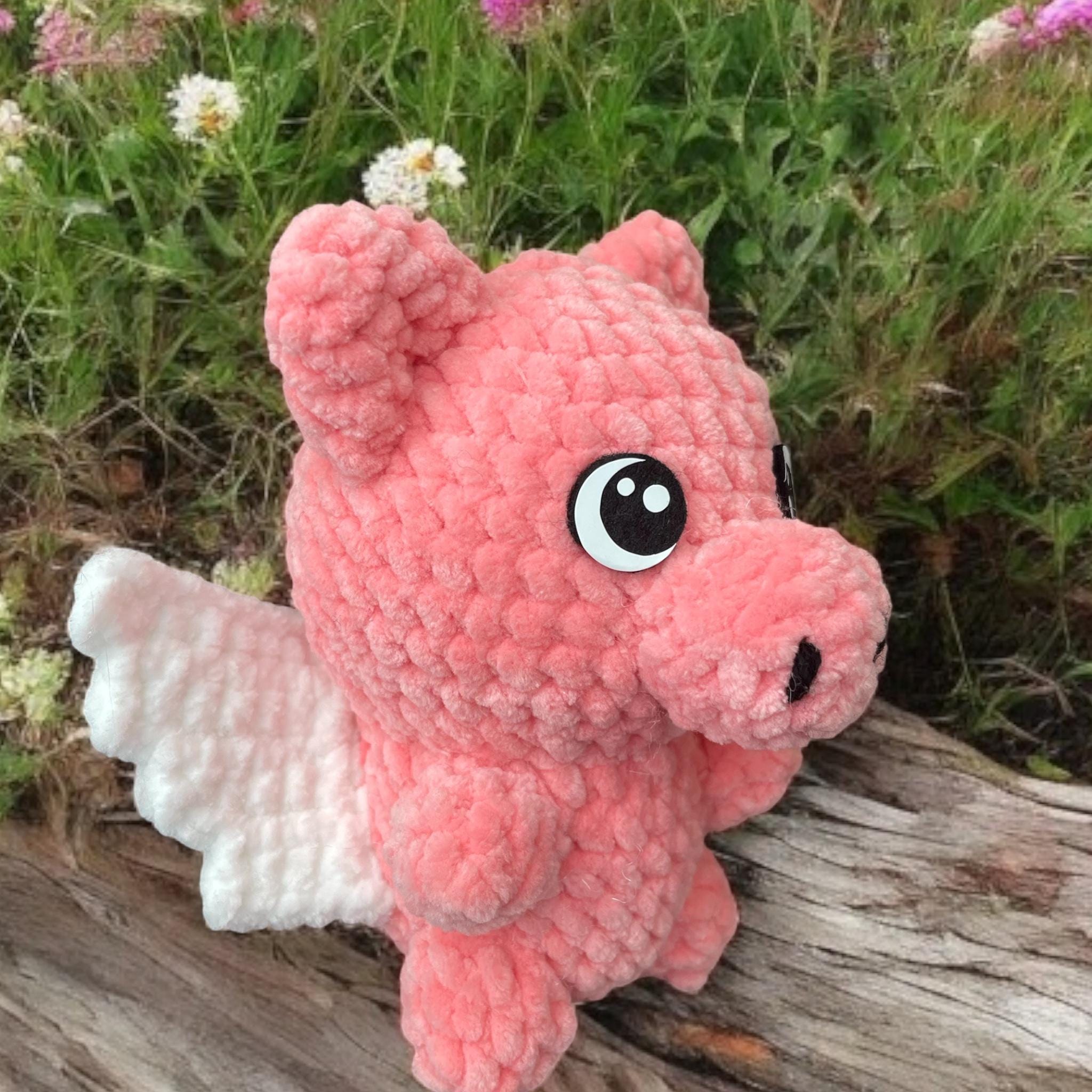 Crocheted Flying Pig, Pink Pig With Wings. - Etsy