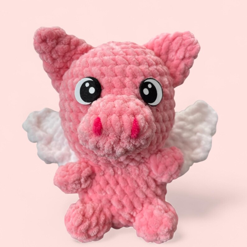 Crocheted Flying Pig, Pink Pig With Wings. - Etsy
