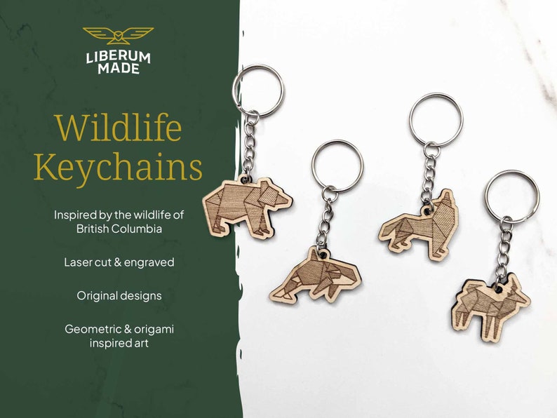 Wildlife Wood Keychains British Columbia Canada Wild - Etsy