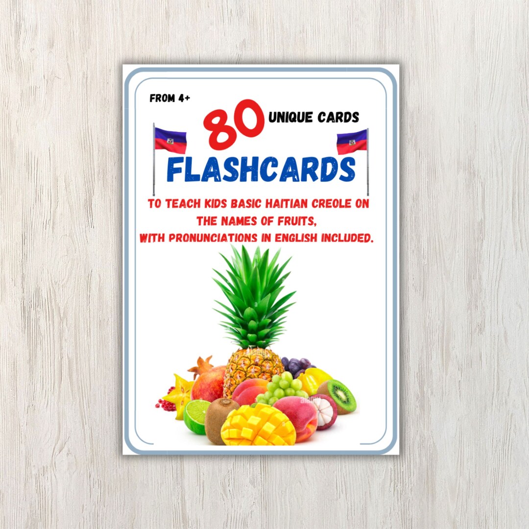 80 Basic Haitian Creole Flashcards for Kids (fruits) - Etsy