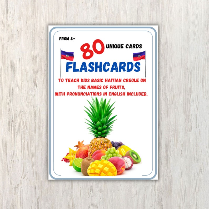 80 Basic Haitian Creole Flashcards for Kids (fruits) - Etsy