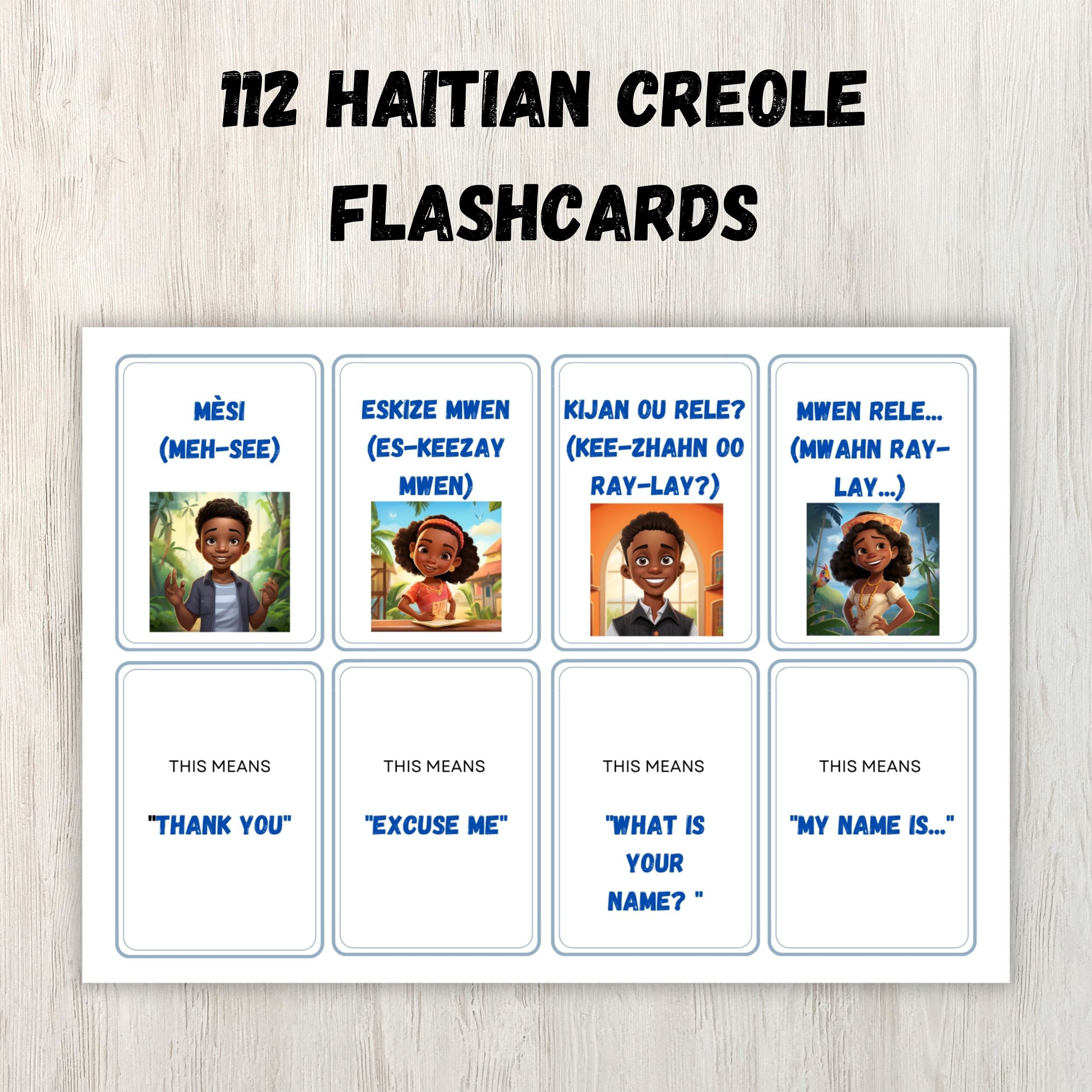 112 Flashcards to Teach Kids Basic Haitian Creole - Etsy