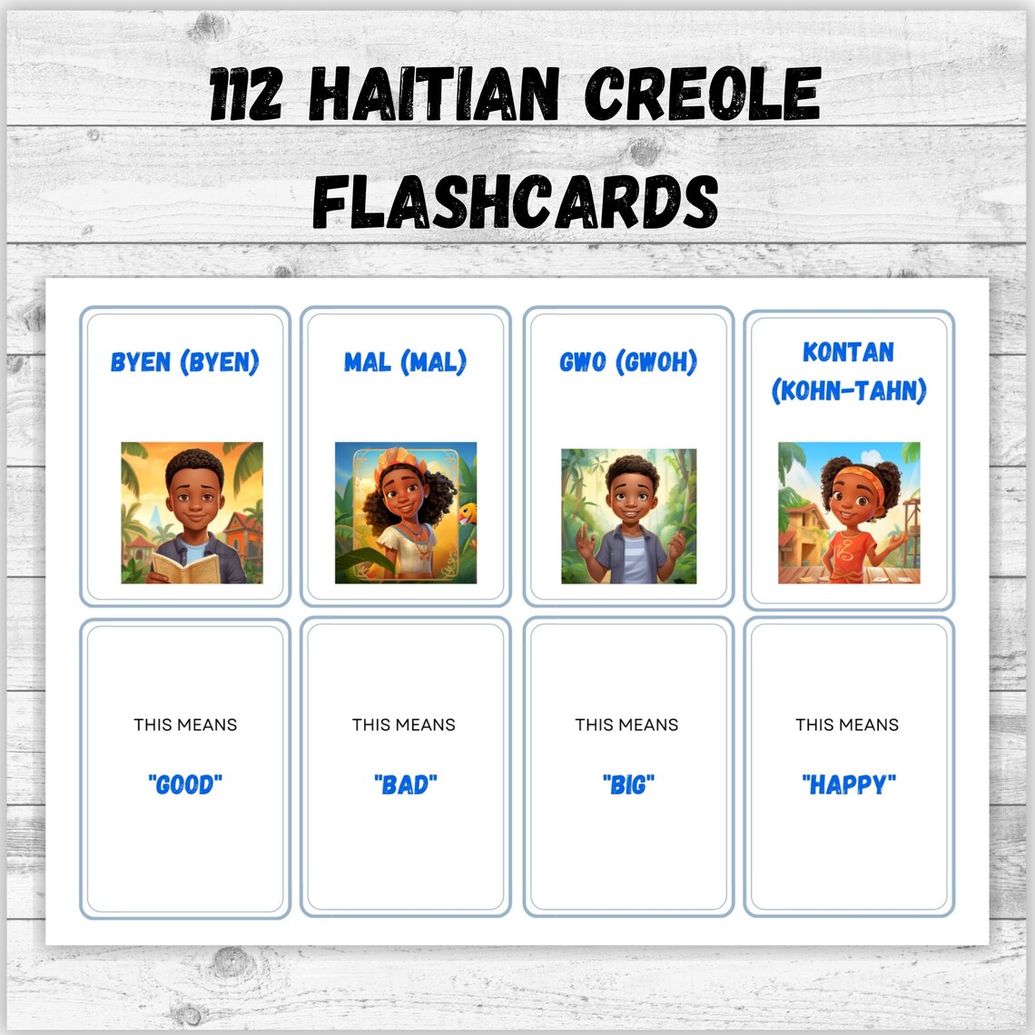112 Flashcards to Teach Kids Basic Haitian Creole - Etsy