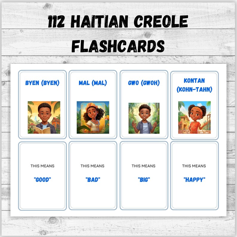 112 Flashcards to Teach Kids Basic Haitian Creole - Etsy