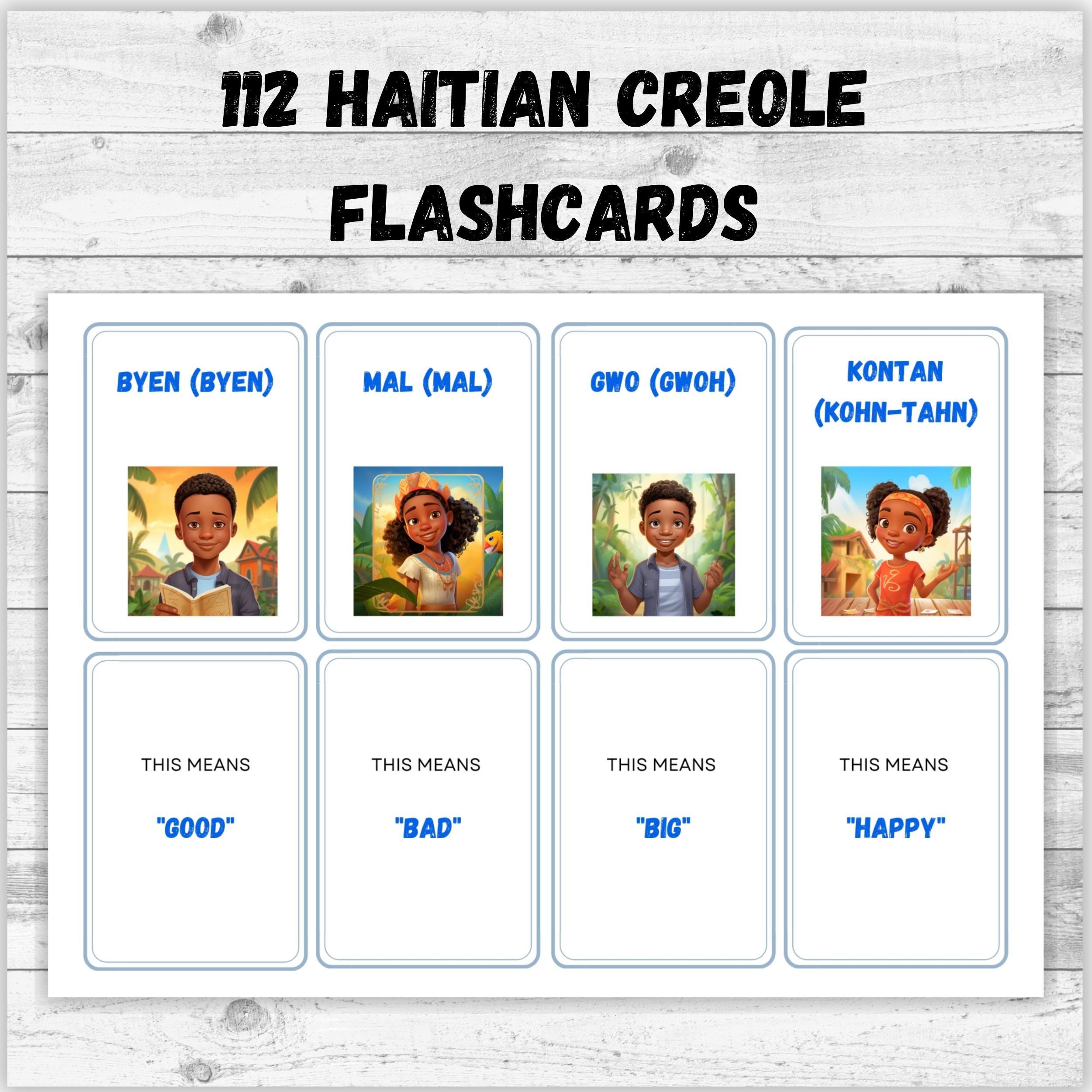 112 Flashcards to Teach Kids Basic Haitian Creole - Etsy