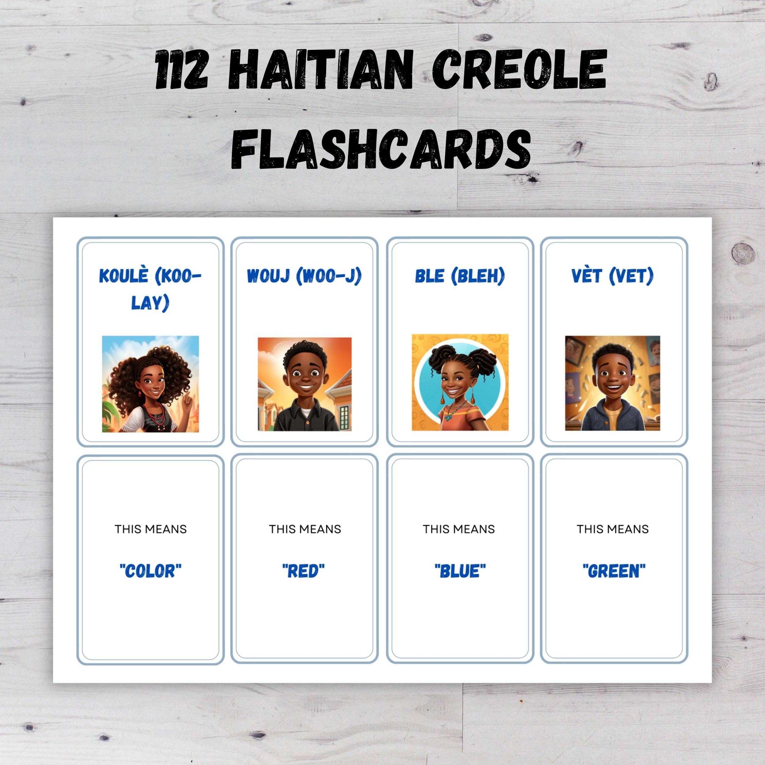 112 Flashcards to Teach Kids Basic Haitian Creole - Etsy