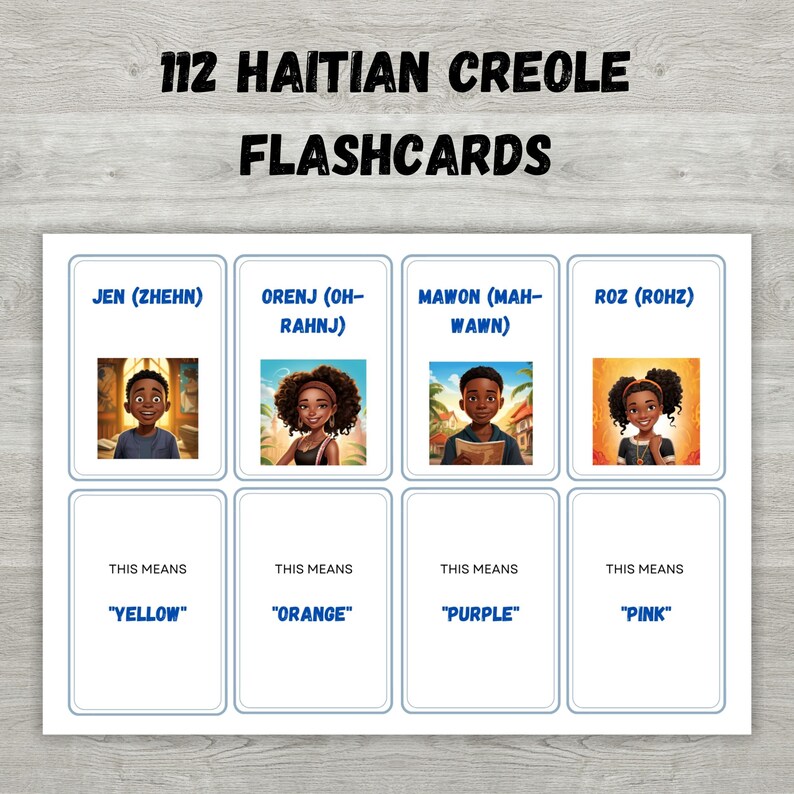112 Flashcards to Teach Kids Basic Haitian Creole - Etsy