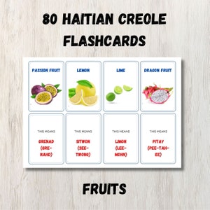80 Basic Haitian Creole Flashcards for Kids (fruits) - Etsy