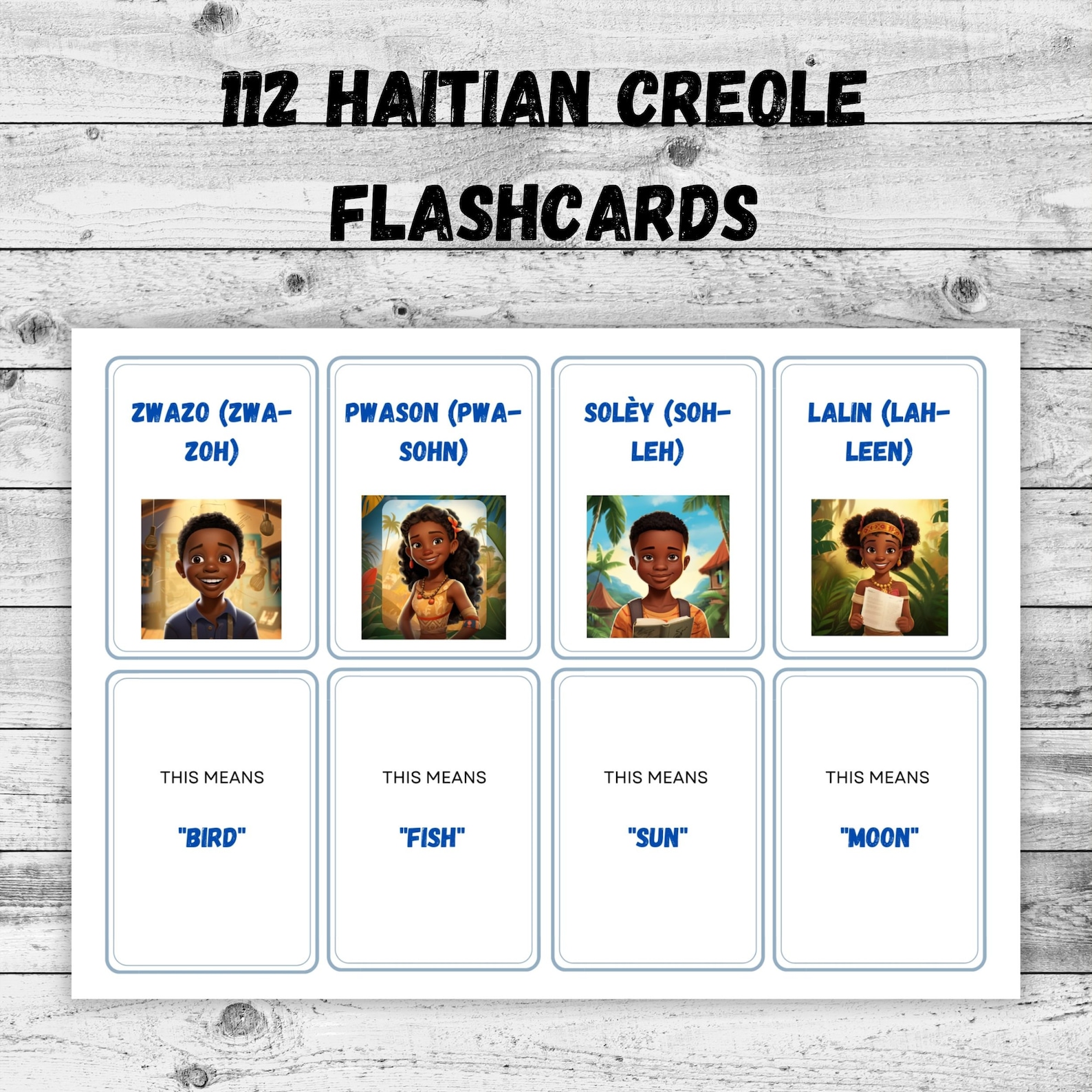 112 Flashcards to Teach Kids Basic Haitian Creole - Etsy