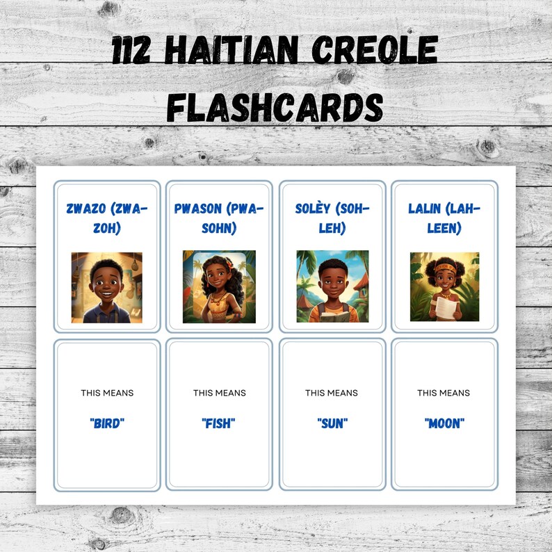 112 Flashcards to Teach Kids Basic Haitian Creole - Etsy