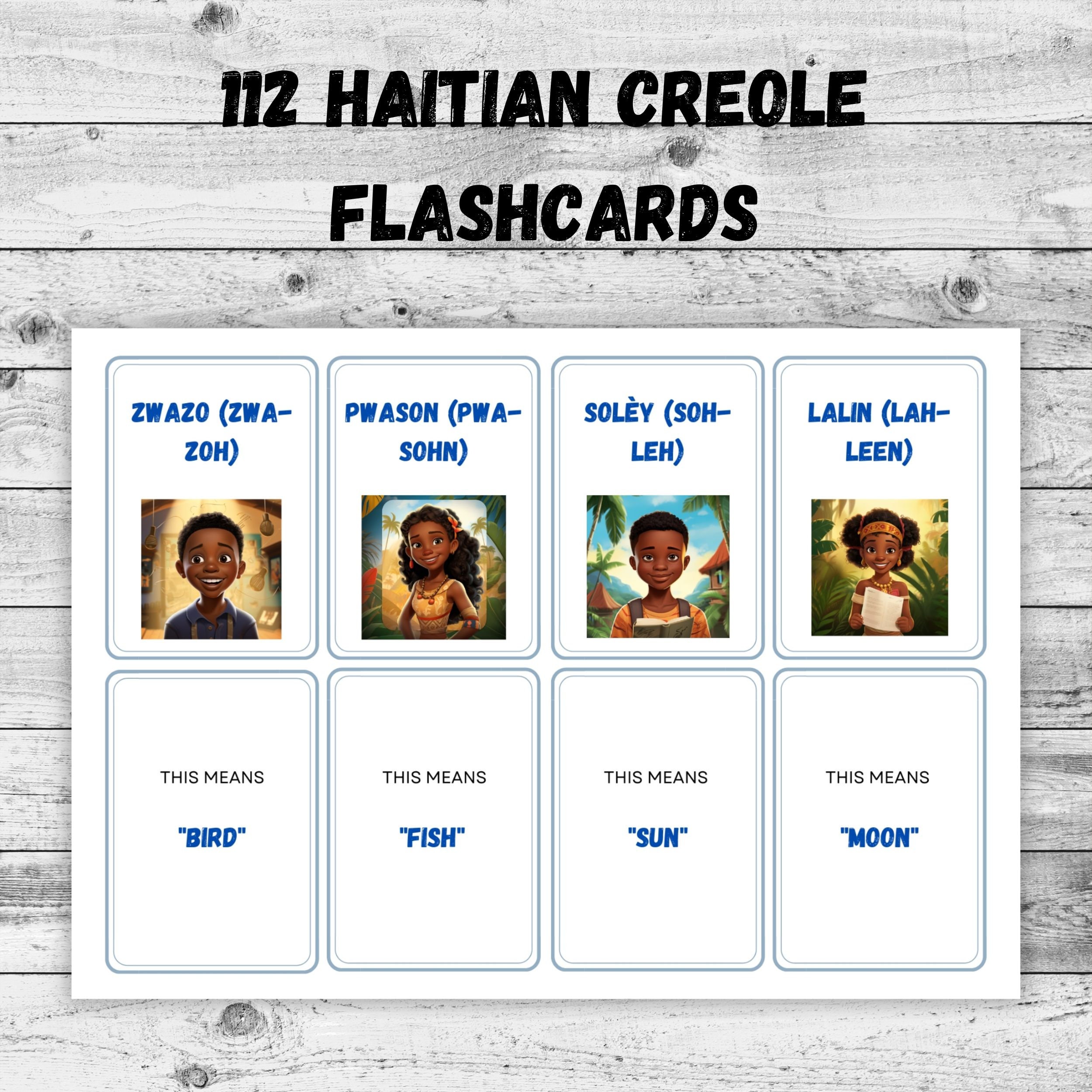 112 Flashcards to Teach Kids Basic Haitian Creole - Etsy