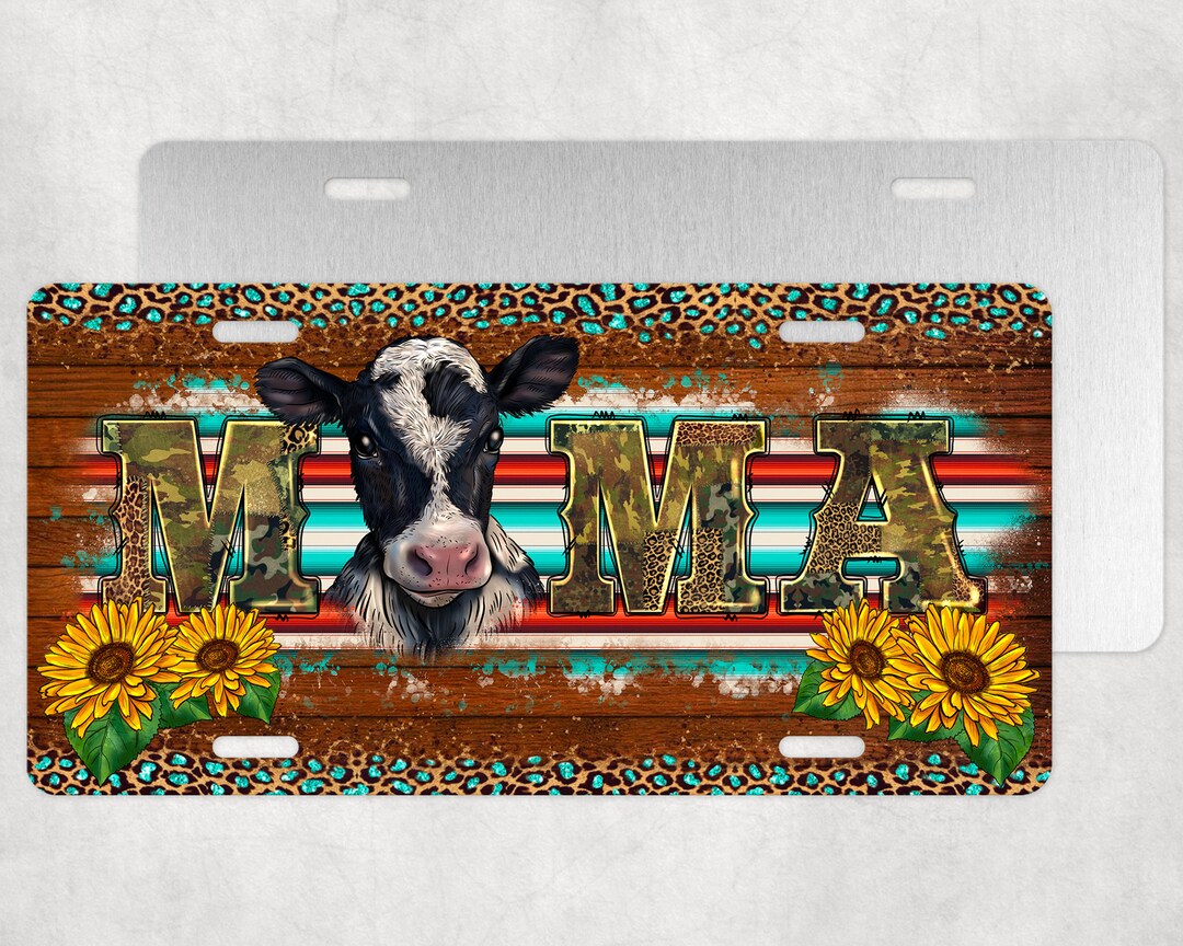 Western Mama Baby Black and White Cow License Plate, Calf License Plate ...