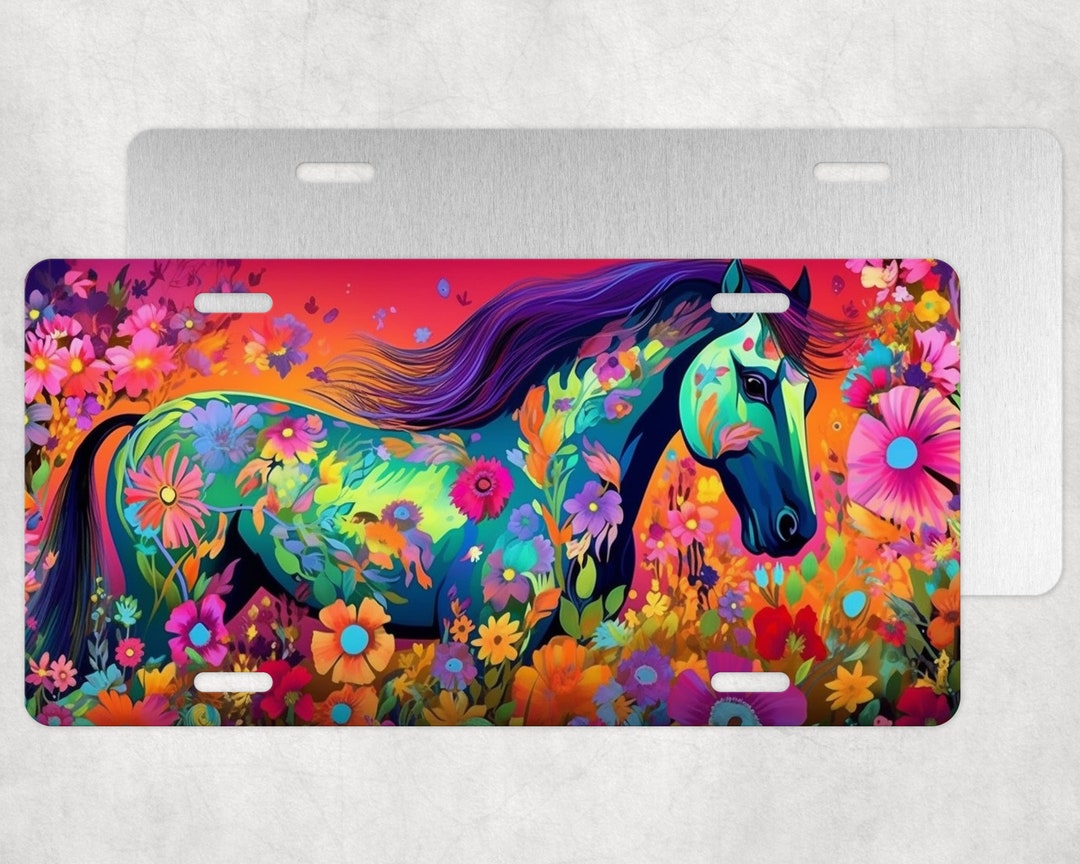 Neon Horse License Plate,horse Licence Plate,neon License Plate,animal ...