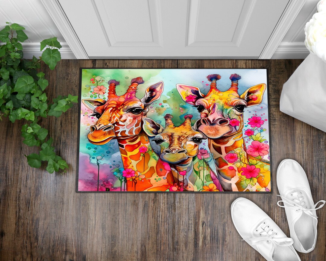 Giraffe Door Mat,colorful Giraffe Floor Mat,giraffe Rug,animal Rug ...