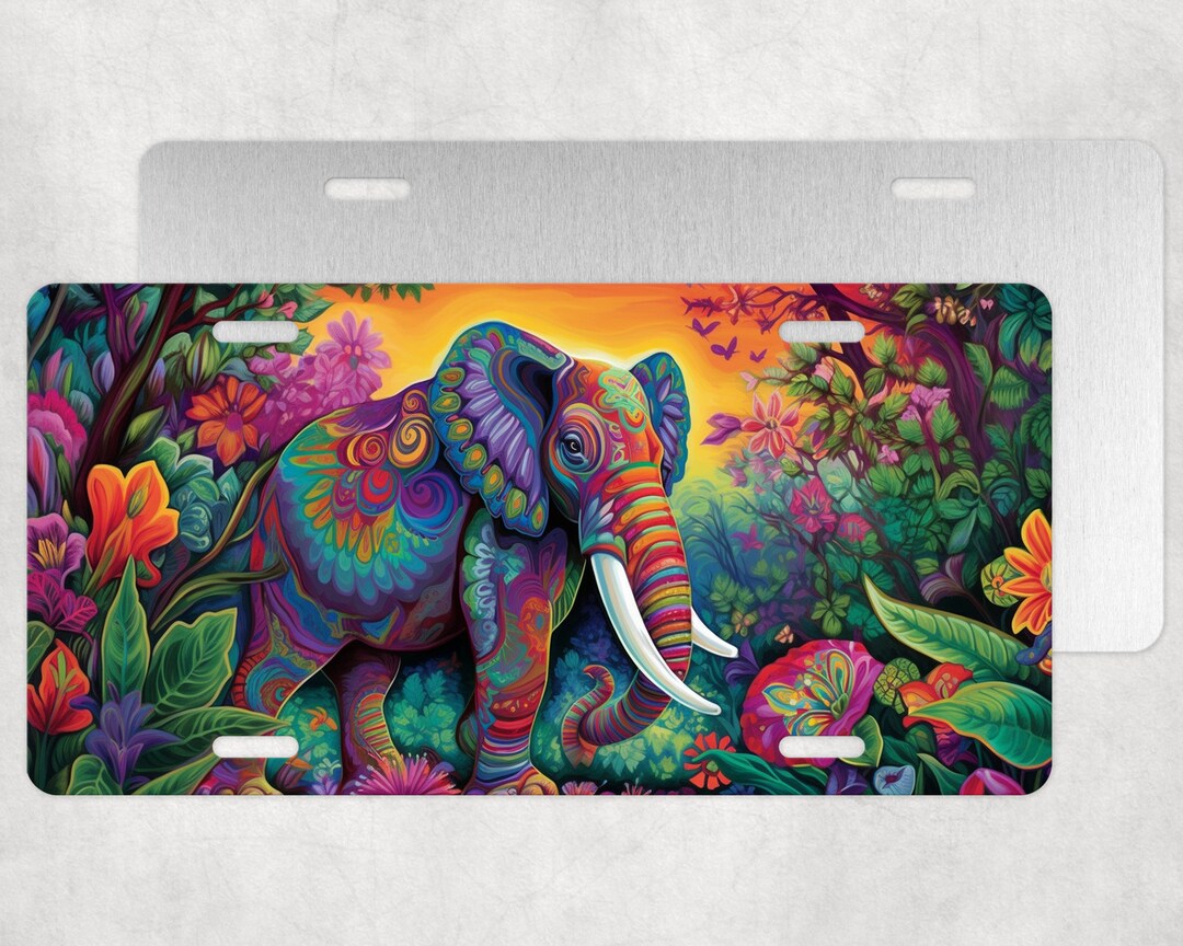 Neon Elephant License Plate,elephant Licence Plate,neon License Plate ...