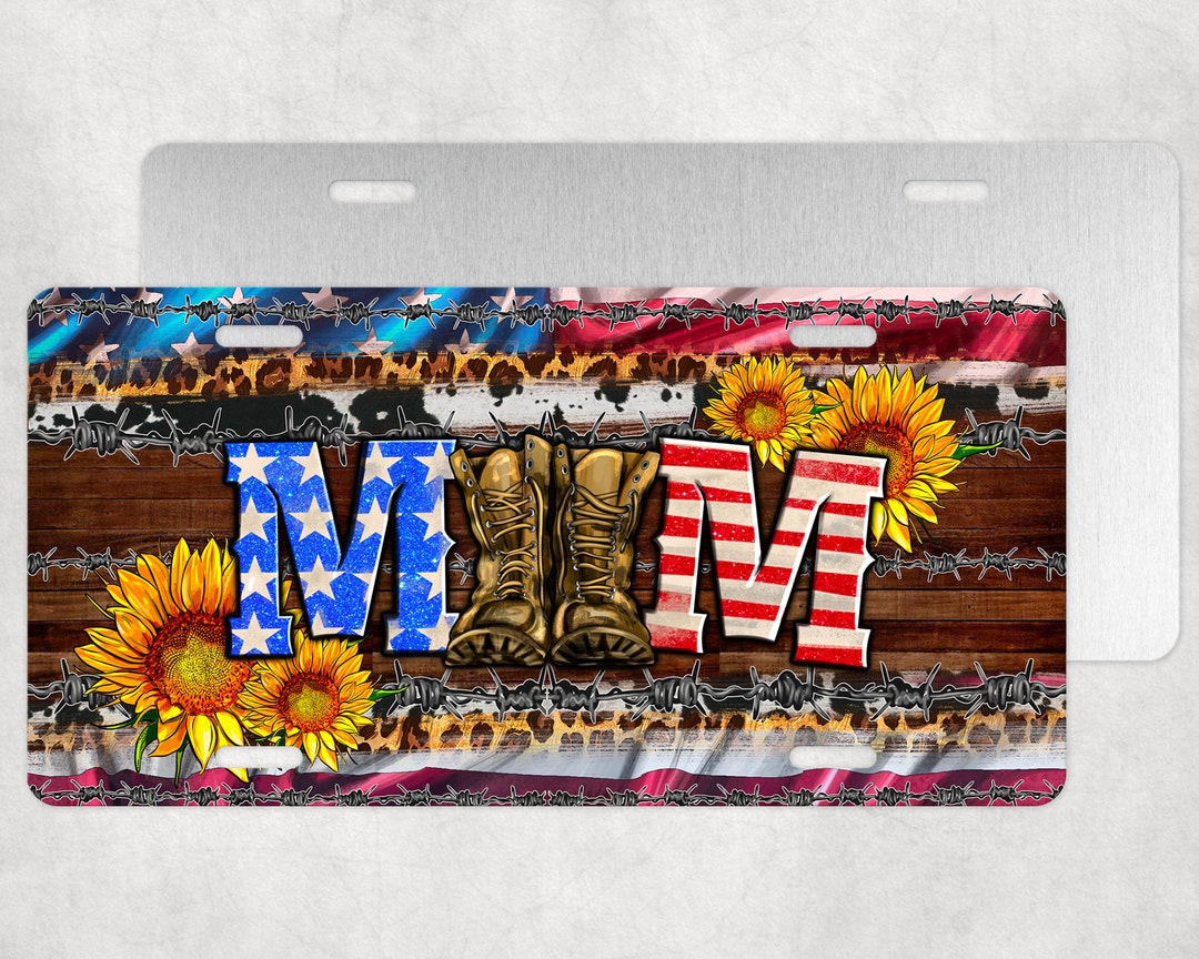 Western USA Flag Mom License Plate,cowhide Camo USA Mom License Plate ...